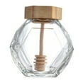 Glass Honey Jar Storage Container Honey Dispenser Holder with Dipper ...
