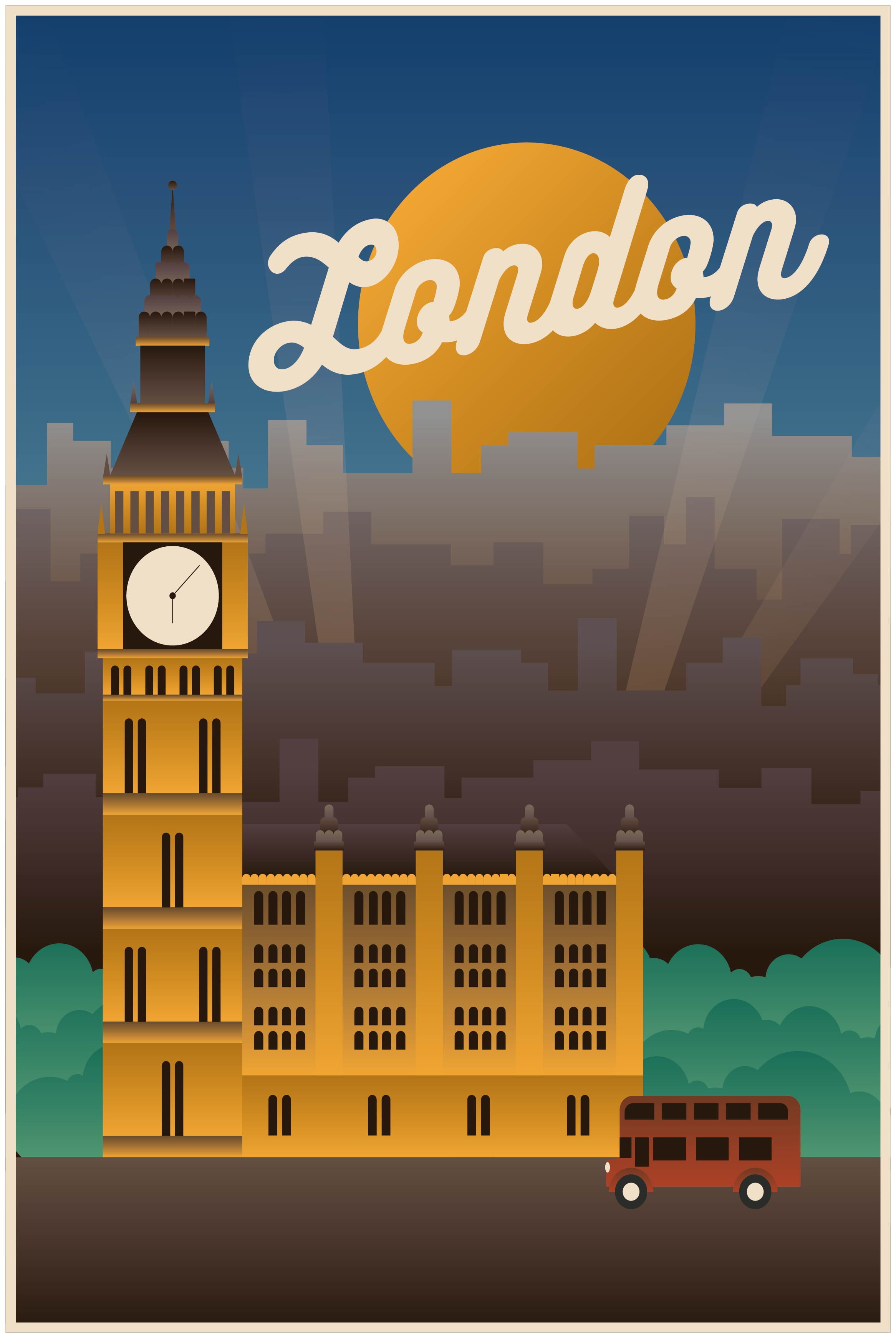 EzPosterPrints - Retro World Famous City Posters - Decorative, Vintage ...