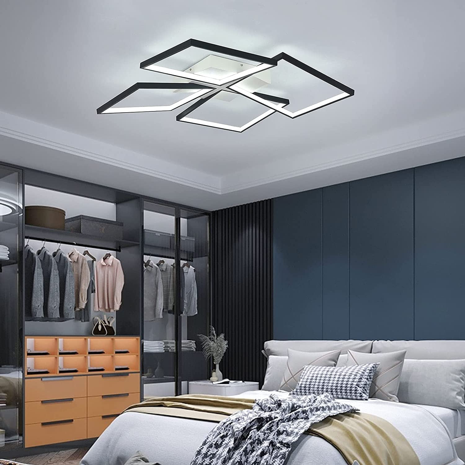 Miumaeov 4-Squares Acrylic Ceiling Light 90W LED Ceiling Lamp Acrylic ...