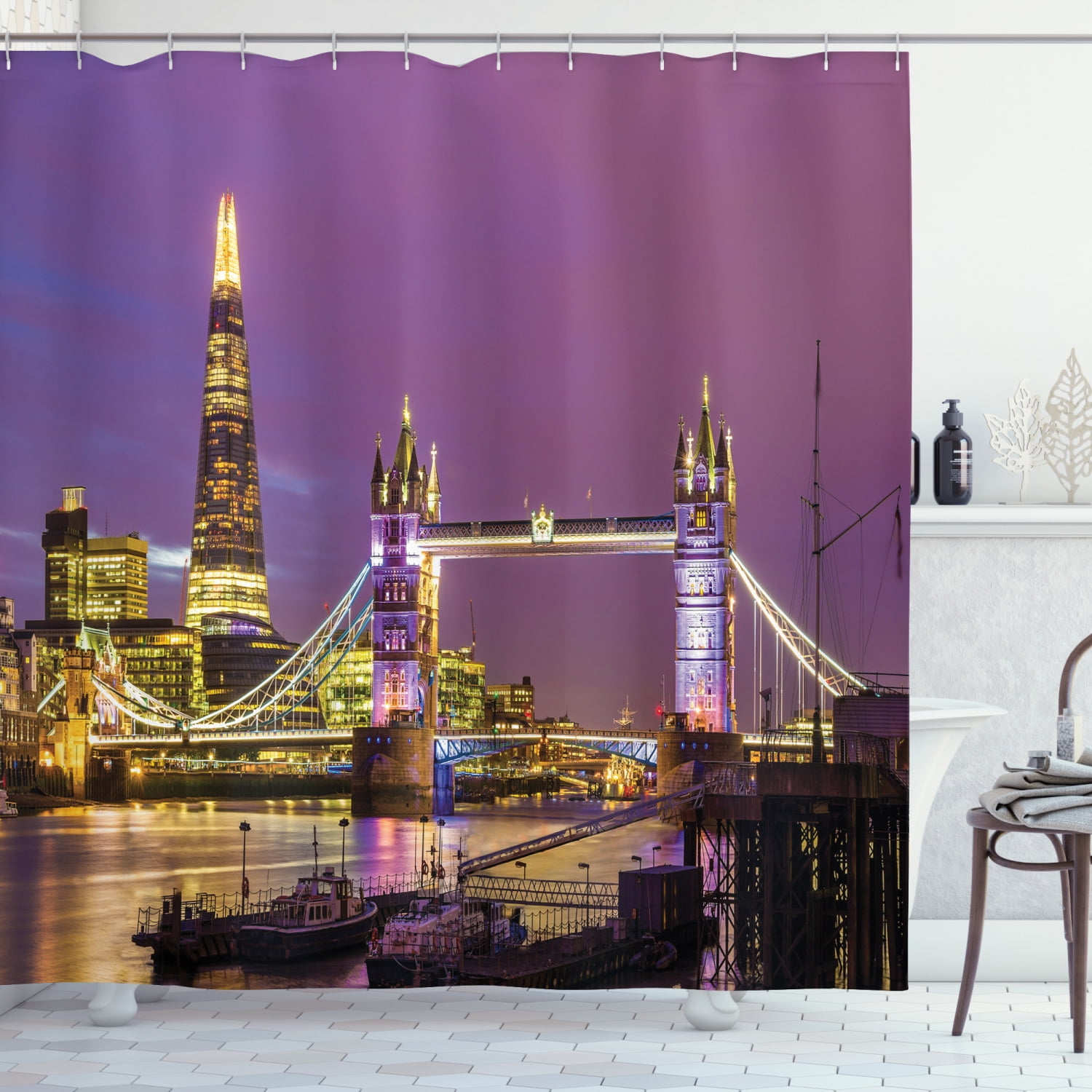 Ambesonne Europe Shower Curtain, Tower Bridge in London, 69"Wx70"L ...