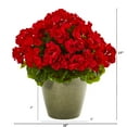 Nearly Natural 17" Plastic/Polyester Geranium Artificial Plant, Red ...