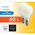 (2 pack) Great Value LED Light Bulb, 4W (40W Eq) A15 Ceiling Fan ...