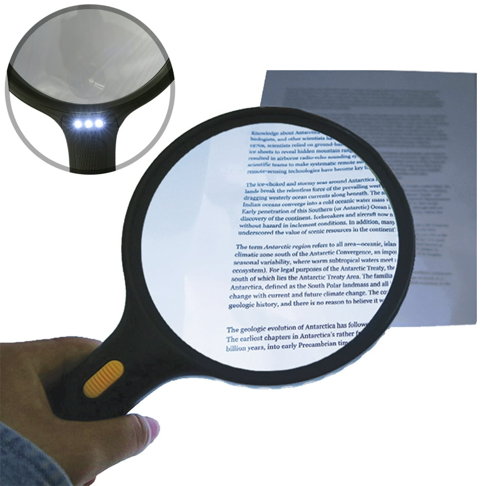 Evelots 2X Magnifying Glass-Illuminated-5X Zoom-3 LED Lights-Oversize ...