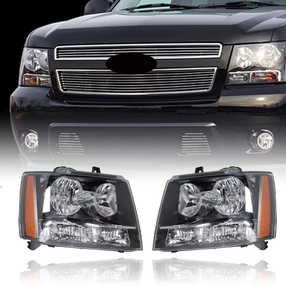 SEBLAFF Headlight Assembly Headlights with Amber Corner Black Housing ...