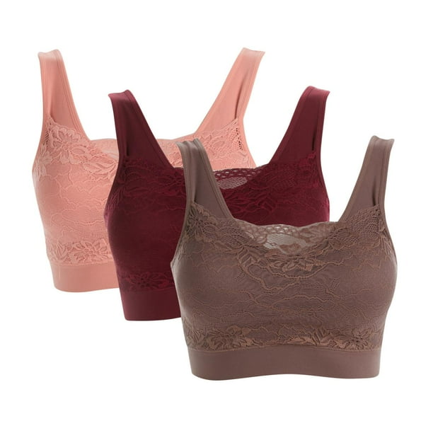 Rhonda Shear - Rhonda Shear 3 Pack Seamless Lace Overlay Bra - Walmart ...