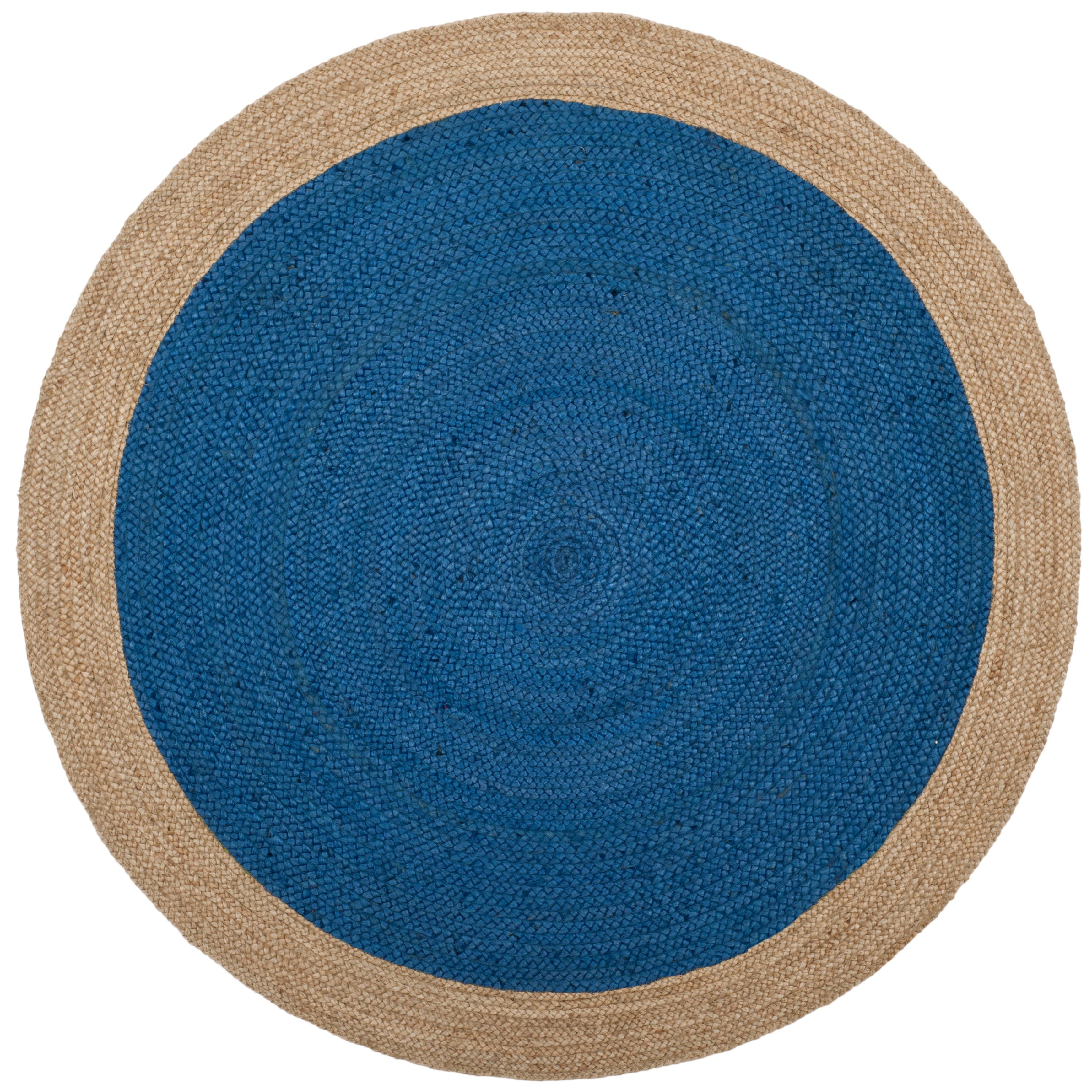 SAFAVIEH Natural Fiber Cebrail Braided Jute Area Rug, Royal Blue ...