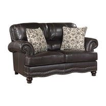 Lexicon Milford Breathable Faux Leather Upholstered Loveseat in Brown ...