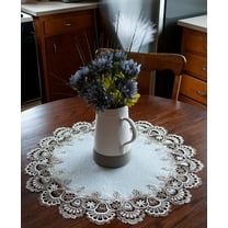 Cocoa Earth Tone and White Jacquard Table Topper (23" Round) - Walmart.com