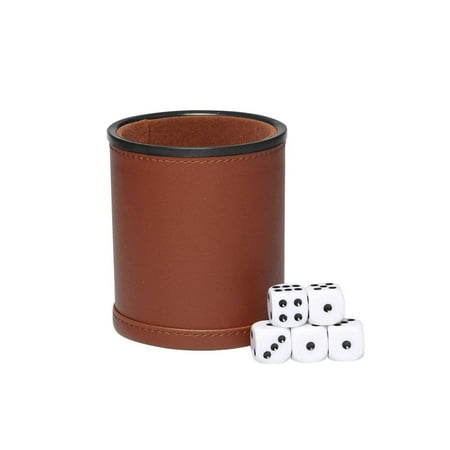 PU Leather Dice Cup, Felt- Lined Dice Shaker with 5 Standard Sized Dot ...