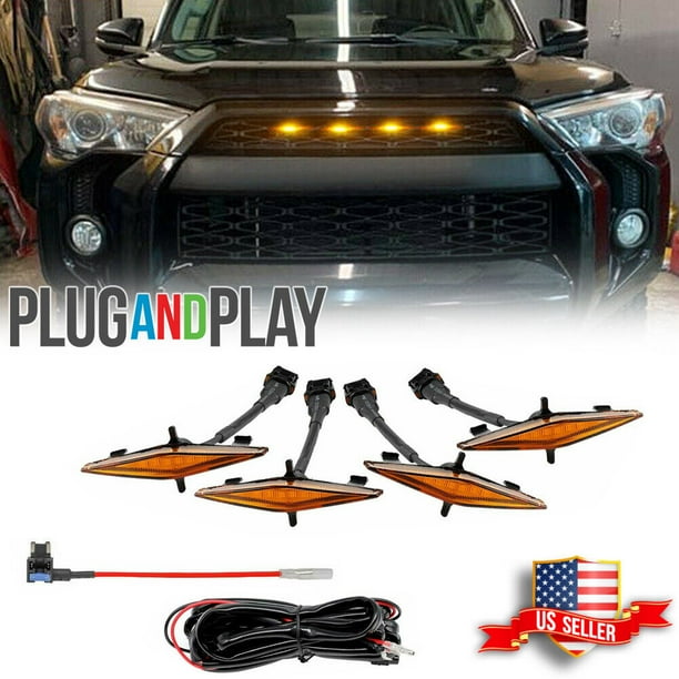 GTINTHEBOX 4X Amber Front Grille Amber LED Lights for 2014-up Toyota ...