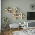 Ada Home Decor Furniture 59" 3 Tier Oak Warren Modern Wall Shelf ...