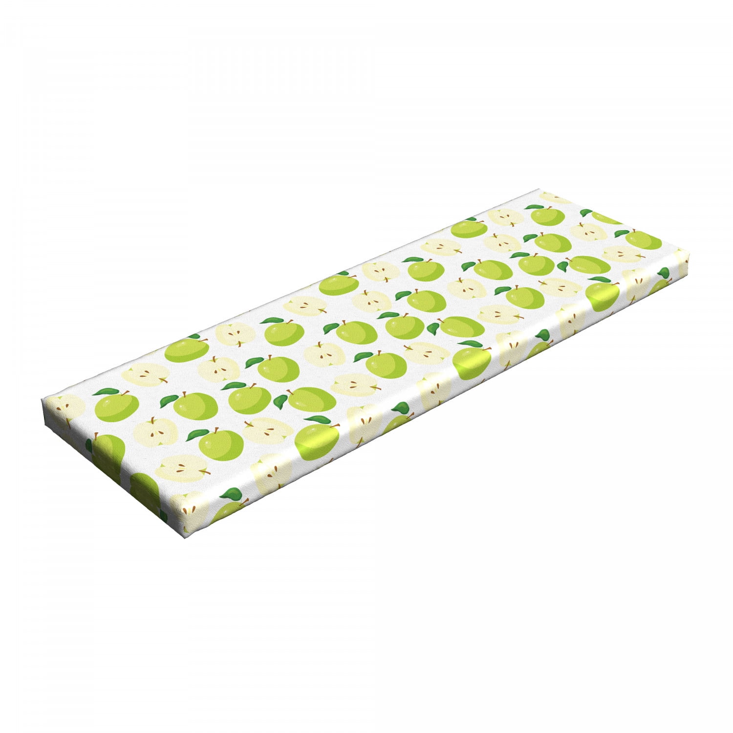 Apple Bench Pad, Cartoon Style Green Fruits Stalks Core and Seeds ...