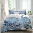 4 Piece Duvet Cover Set Cal king, Marine Watercolor Octopus Shell Soft ...