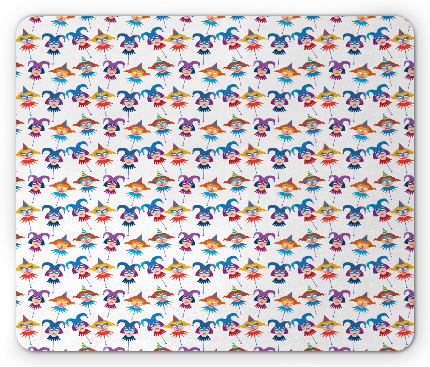 Clown Mouse Pad, Repetitive Whimsical Pattern of Colorful Women with ...