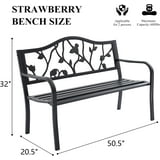 50" Outdoor Garden Bench, Cast Iron Metal Outdoor Benches Weatherproof ...