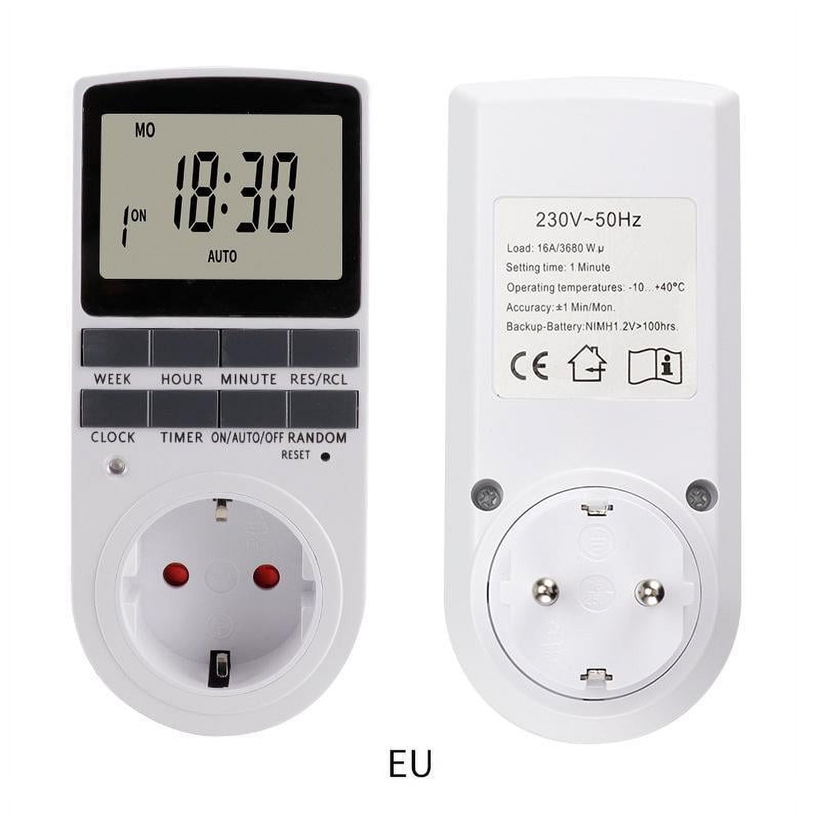 (2 Pack) Programmable Digital Socket with Countdown Timer Digital Daily ...