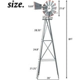 SOLAURA Heavy Duty 8FT Outdoor Windmill, Weather Resistant Metal ...