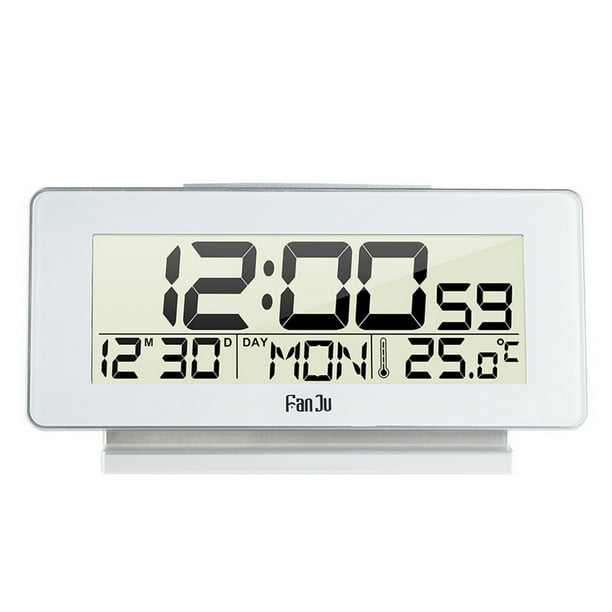 Reloj despertador digital FanJu con pantalla LCD retroiluminada Hora ...