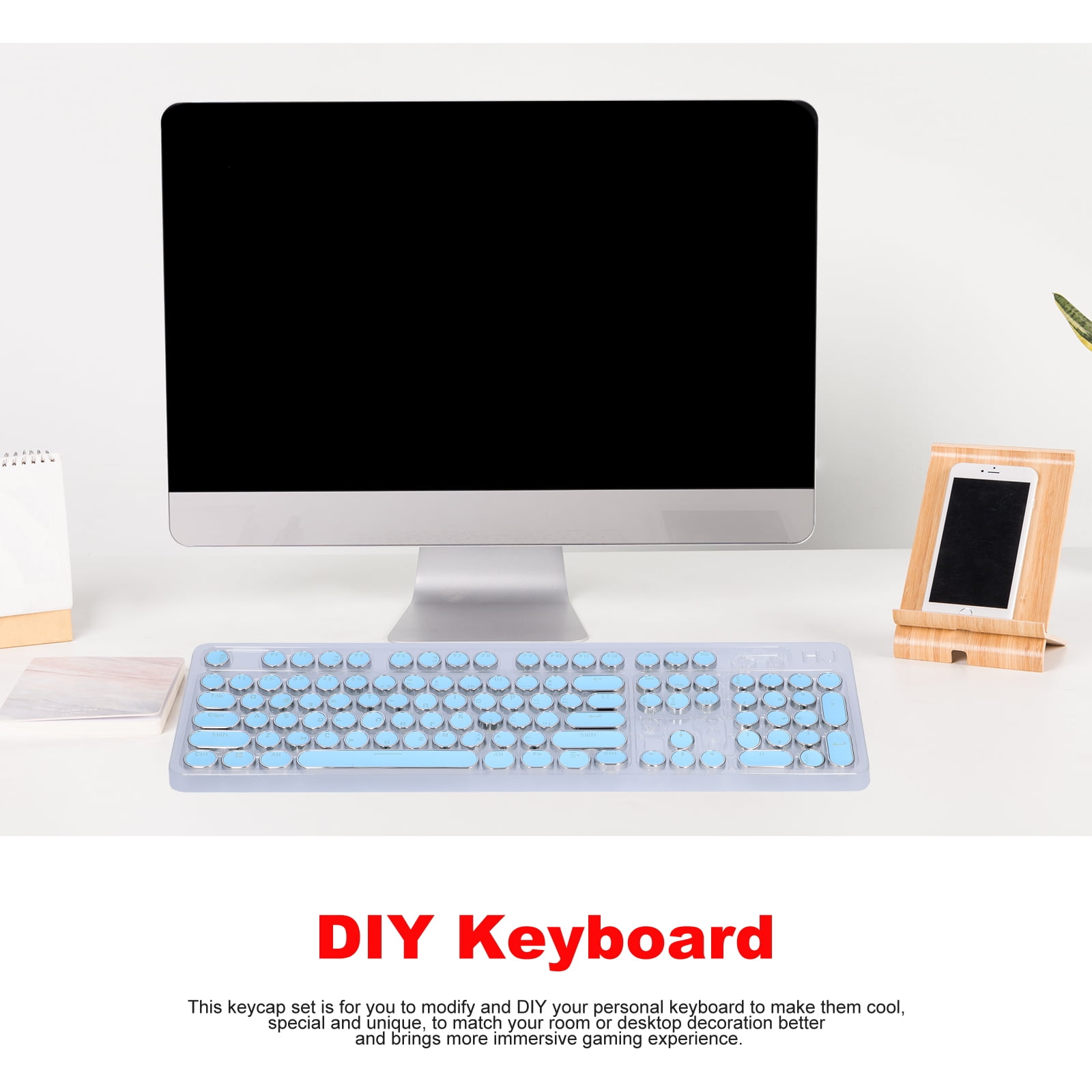 Buy 112Keys Retro Mechanical Keycaps Round Plated Keyboard Caps Punk ...