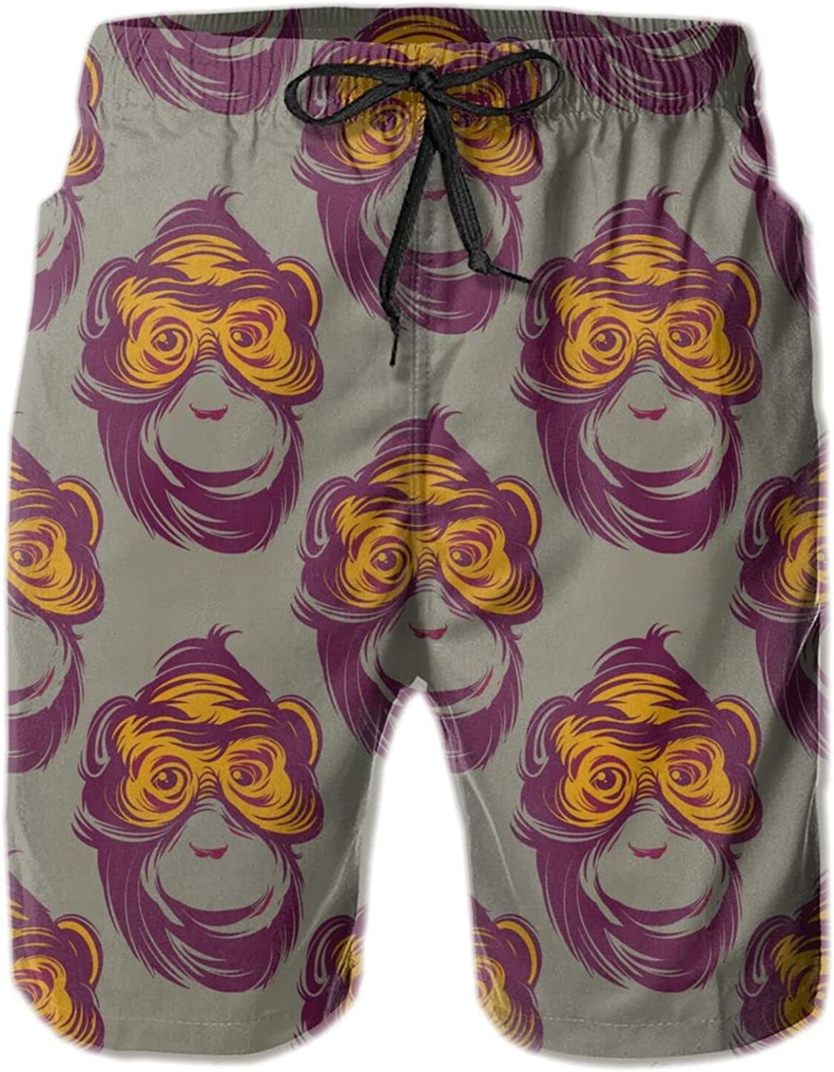 Men's Funny Monkey Swim Trunks Quick Dry Swim Shorts Casual Beach Board ...