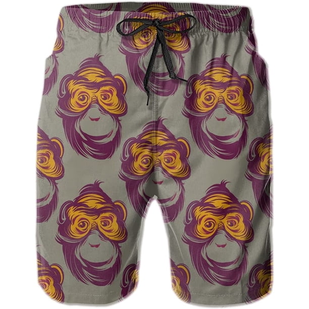 Men's Funny Monkey Swim Trunks Quick Dry Swim Shorts Casual Beach Board ...