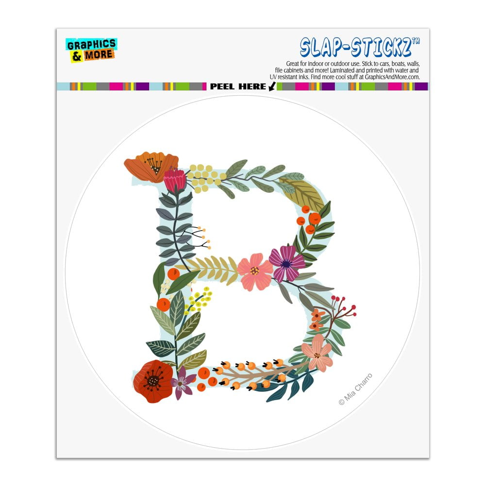 Letter B Floral Monogram Initial Automotive Car Window Locker Circle ...