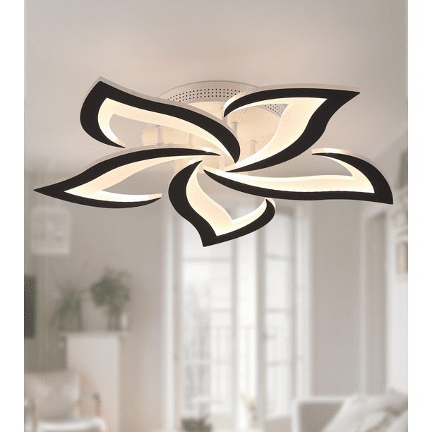 Q&S LED Ceiling Light Fixture Modern Black LED Flower Flush Mount ...