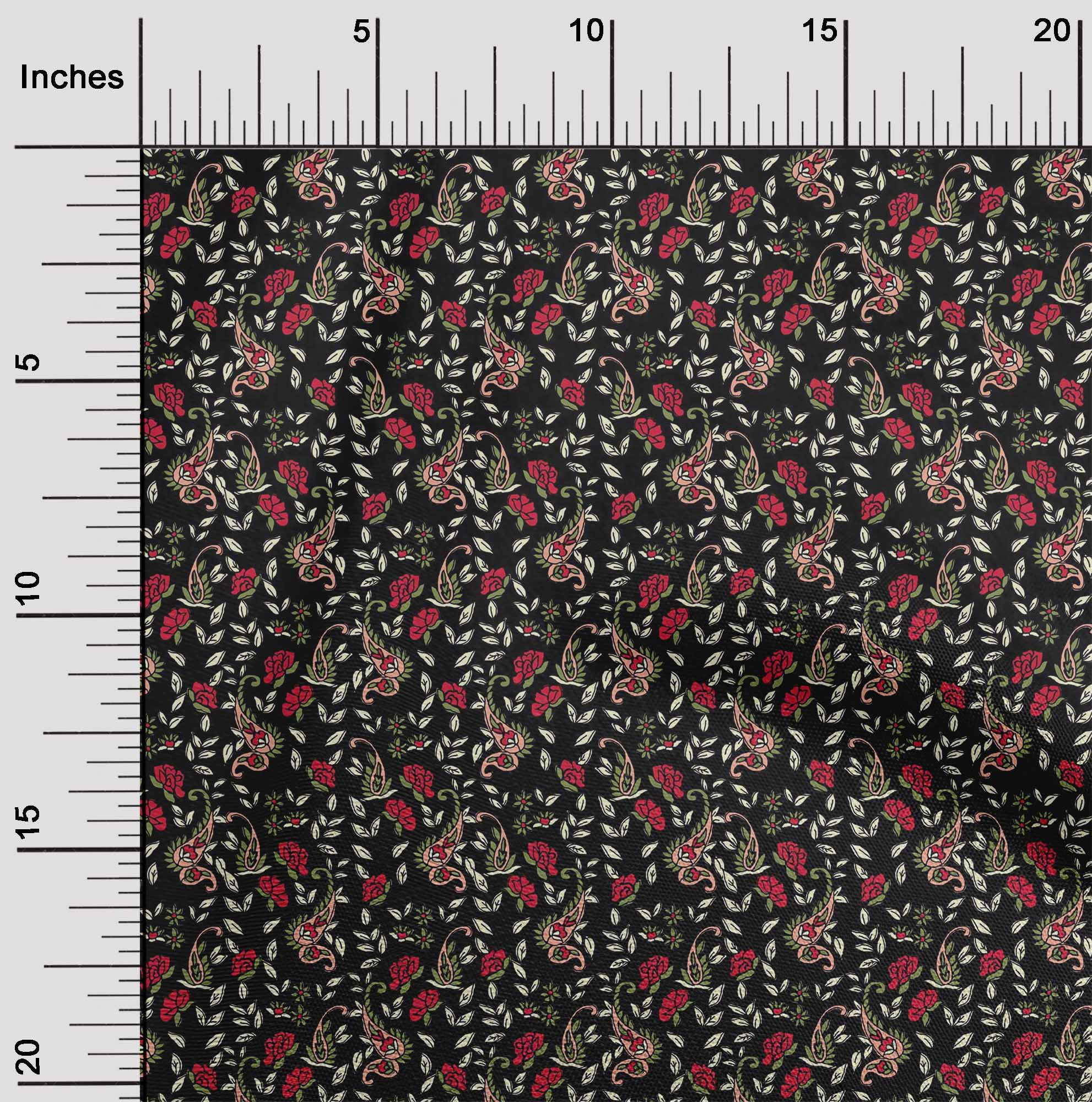 oneOone Silk Tabby Fabric Leaves|Floral & Paisley Block Print Fabric By ...