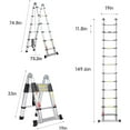 BOWEITI 12.5FT Telescopic Extendable Aluminum Ladder, Compact Utility ...