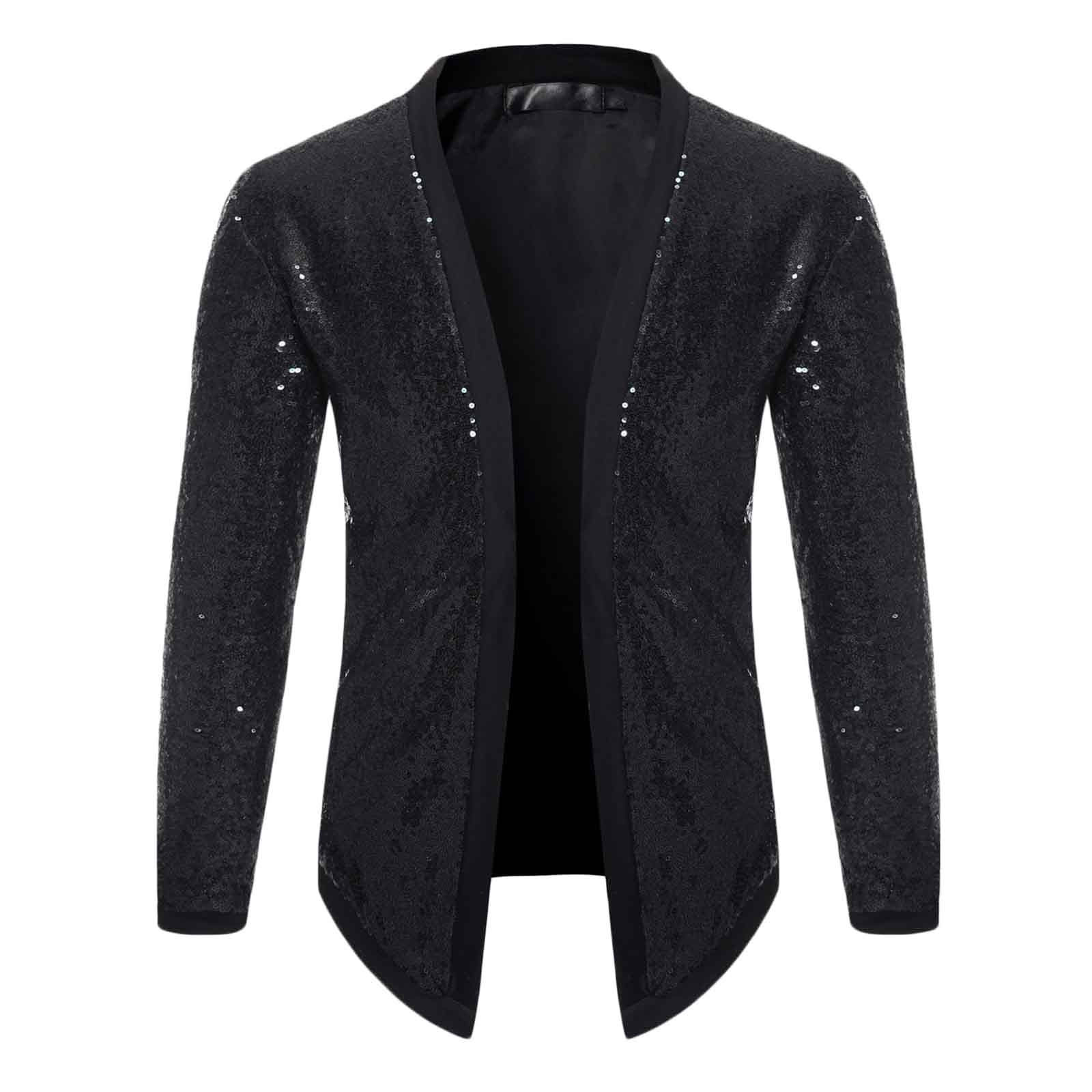 2022 Mens Cardigan All Over Sparkle Sequin Open Front Long Sleeve ...