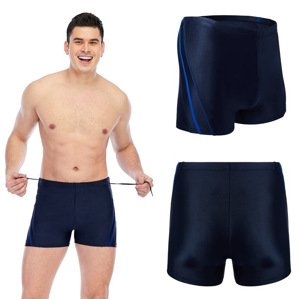 Black Swim Briefs Square Leg Swimsuit Swim Shorts with Liner and Hidden ...