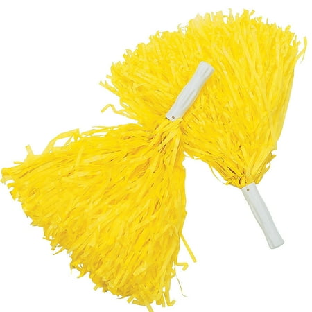 Yellow Pom-Poms (Pair) Cheerleader Cheer Leader Squad Pep Costume ...
