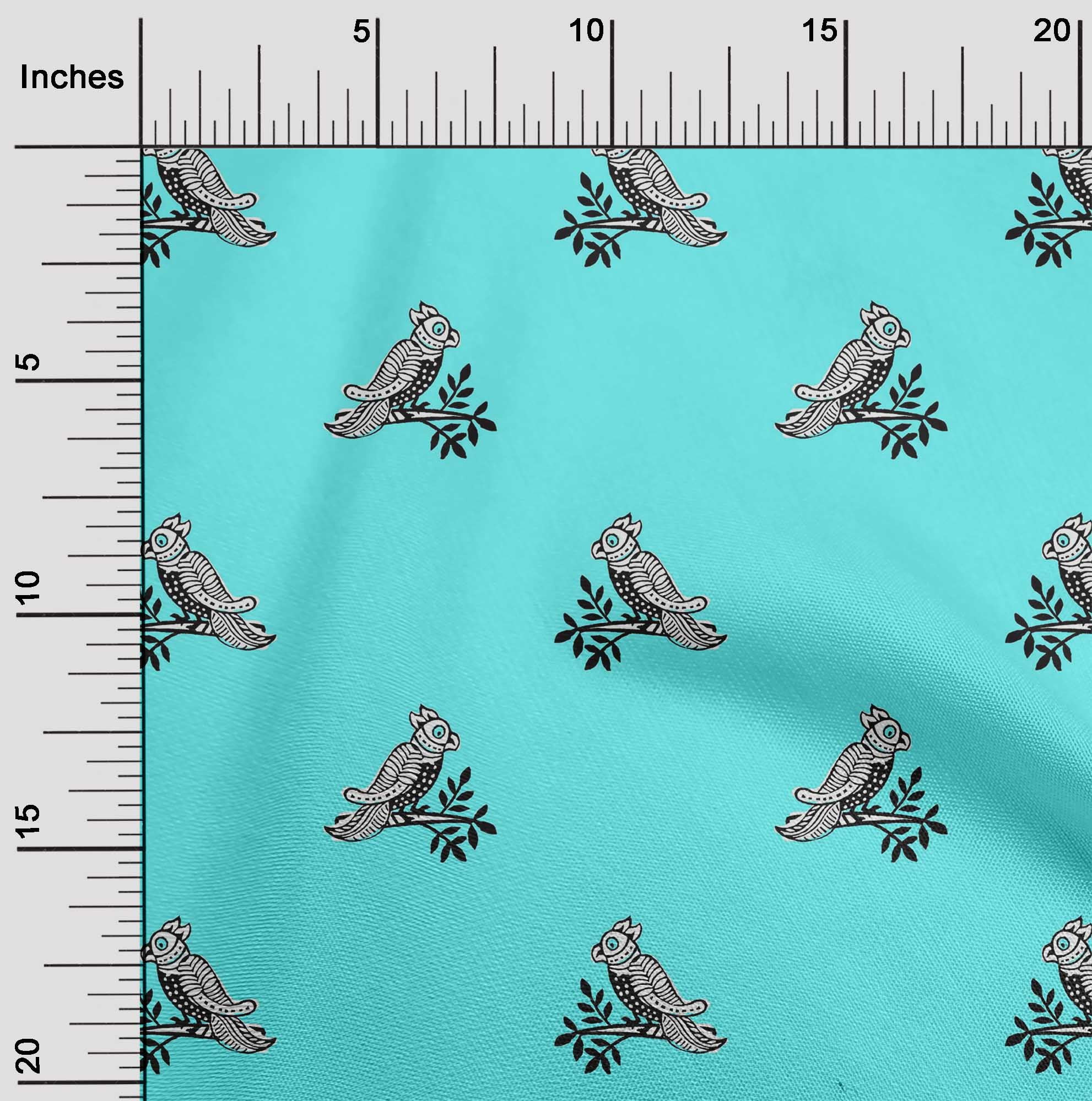 oneOone Cotton Flex Fabric Bird Block Print Fabric By The Yard 40 Inch ...