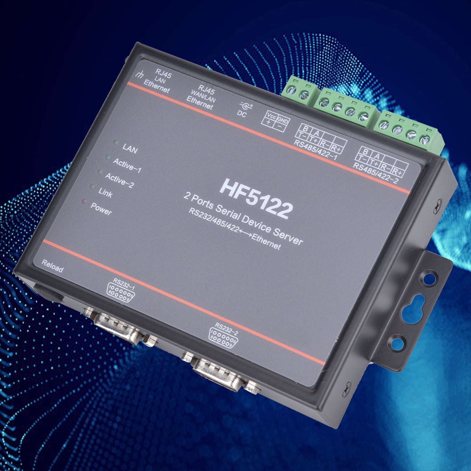 HF5122 2-Port Serial to Ethernet Server with RS232/RS485/RS422, 5-36VDC ...