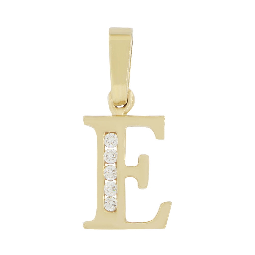 14k Yellow Gold, Small Initial Capital Letter E Pendant Charm Created ...