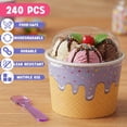 240 Count 6 Ounce Disposable Ice Cream Paper Cups with Lids and Spoons ...