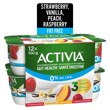 Activia Probiotic Yogurt, Fat Free, Vanilla/Strawberry/Peach/Raspberry ...