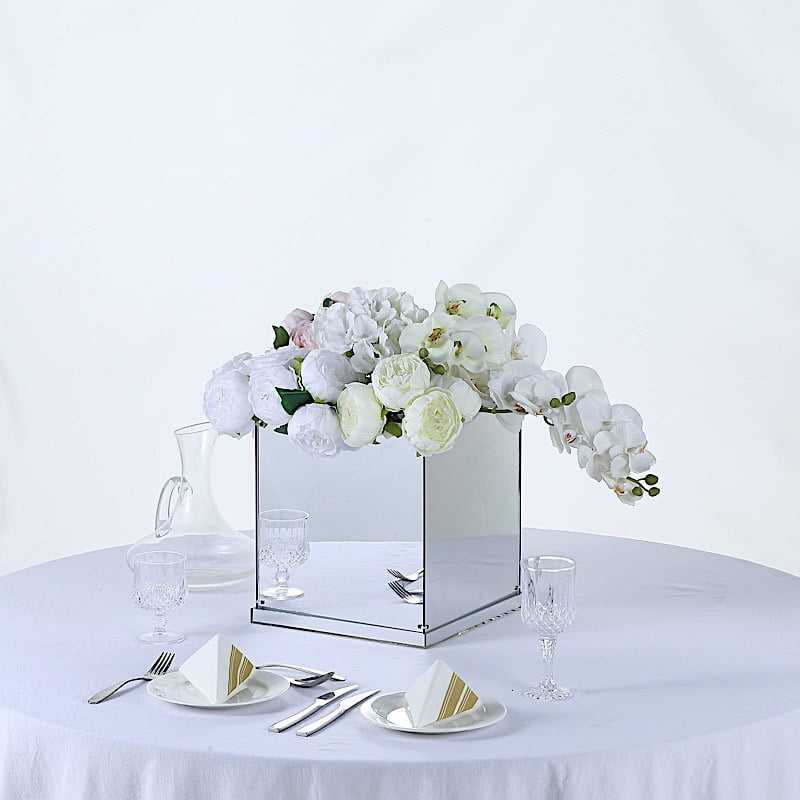 BalsaCircle 12" Silver Mirror Display Box Centerpiece Column Pedestal ...