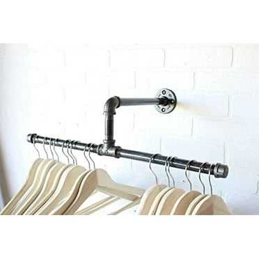 PIPE DECOR 76 3/8" Black Steel DIY Industrial Open Wardrobe, Wall ...