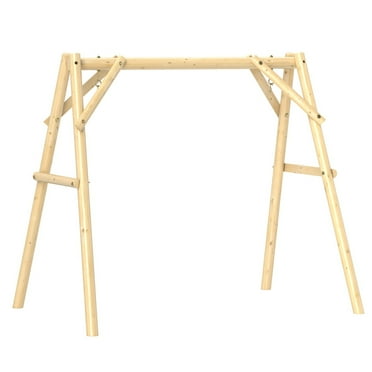 Gymax Wooden Swing Frame 67'' Solid Wood Heavy Duty A-Frame Stand with ...