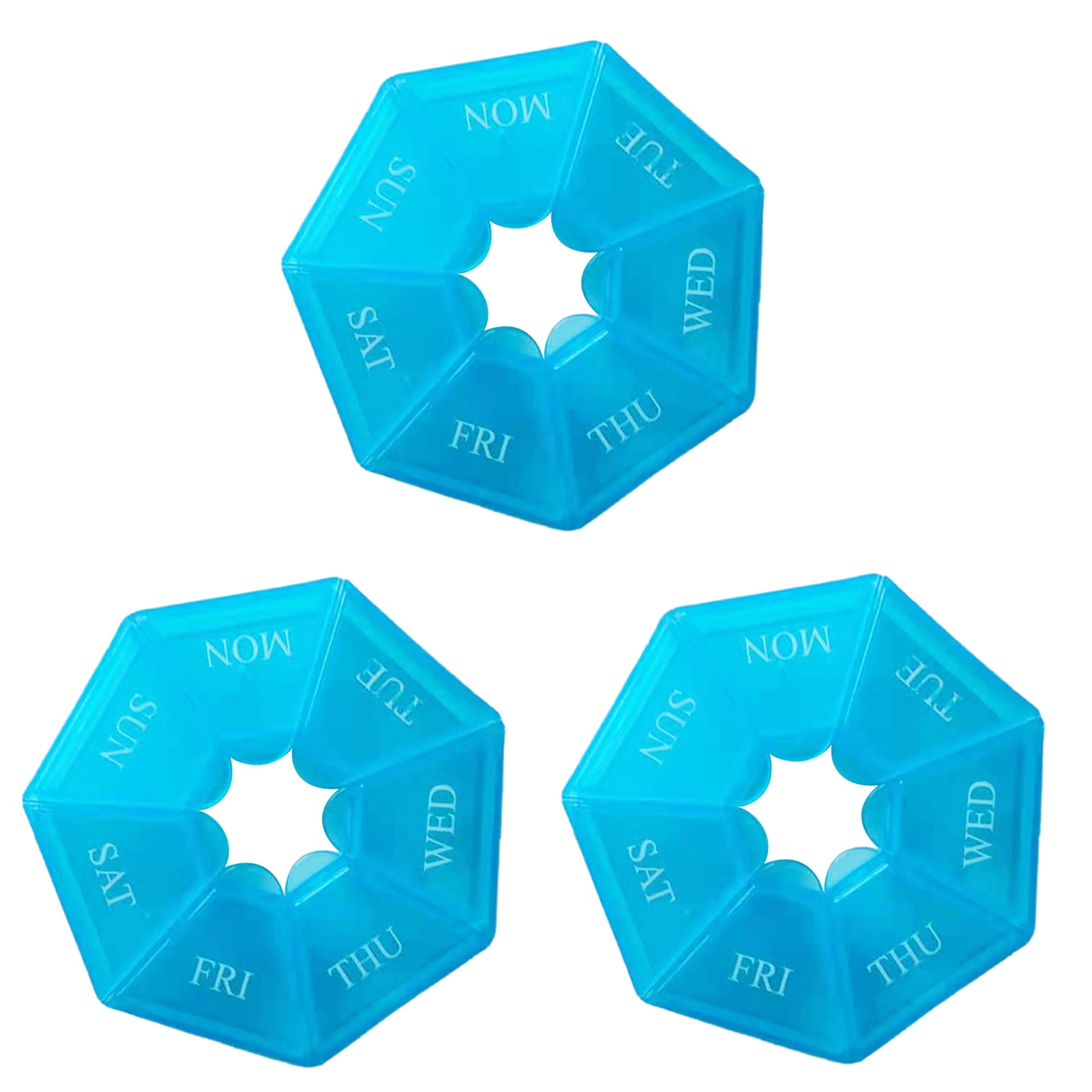 3Pcs Pill Box Translucent Moisture-proof Portable 7 Grids Mini ...