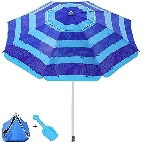 TEEHON Portable Parasols Beach Umbrella with Sand Anchor UV 50 ...