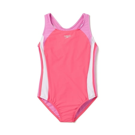 Speedo Girls Infinity Splice One Piece Thick Strap Swimsuit - Coral ...