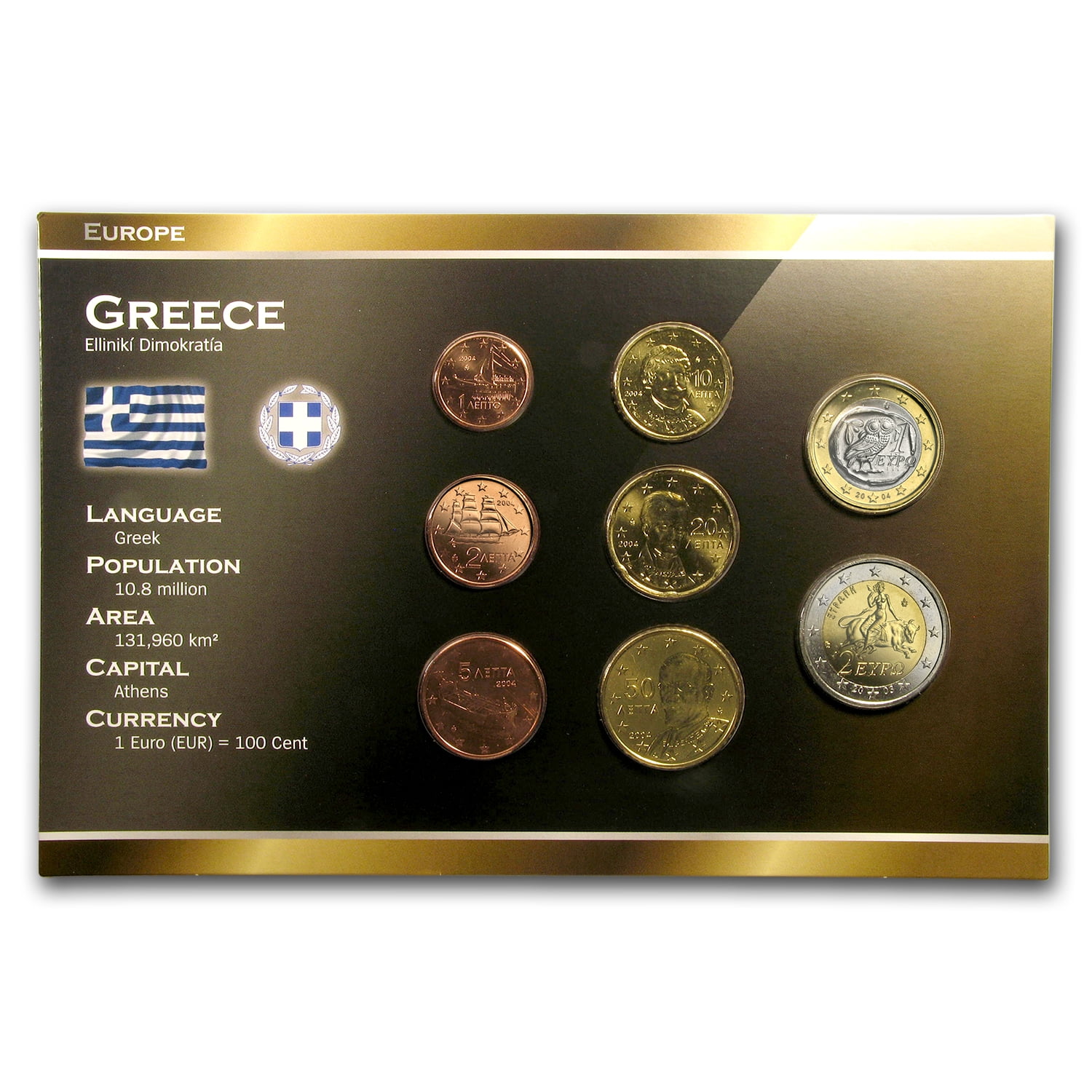 Greece 1 Cent-2 Euro 8-Coin Euro Set BU - Walmart.com