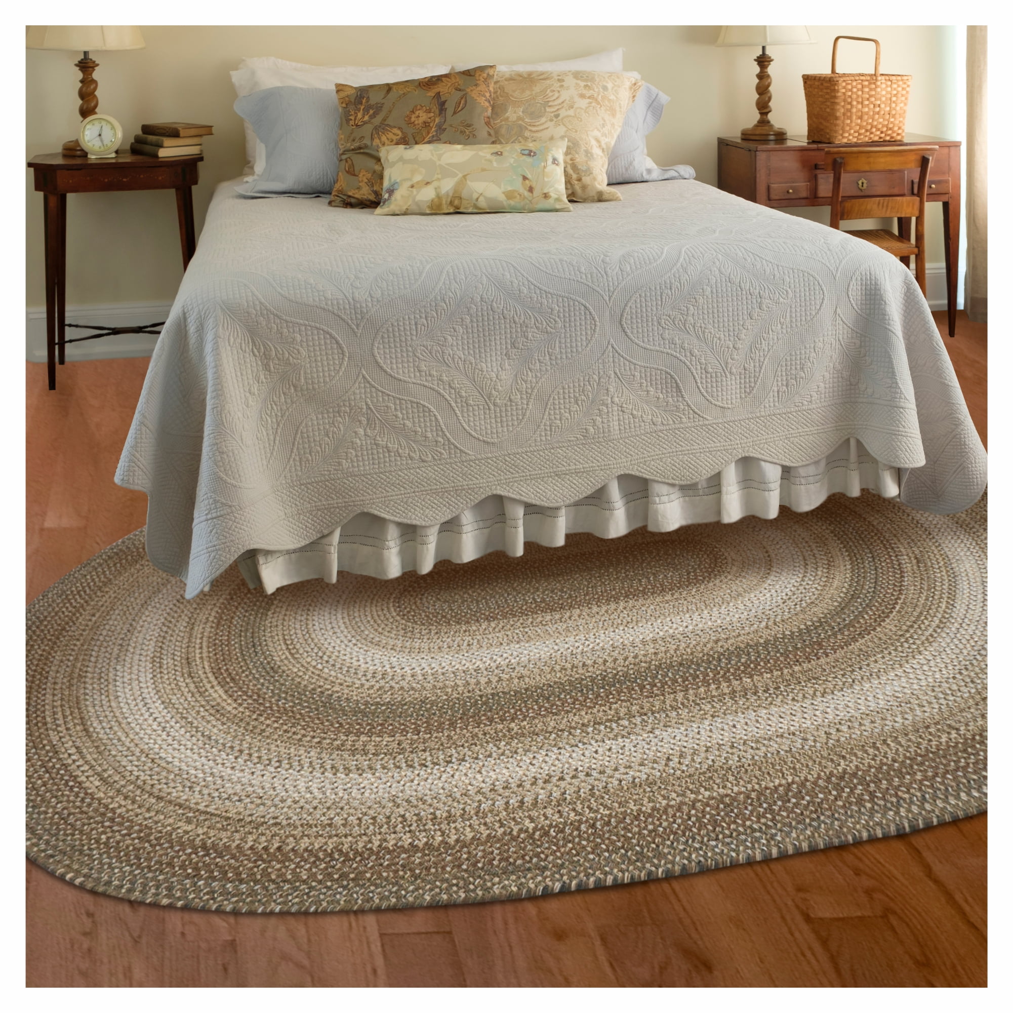 Homespice Wildwood 6x9' Brown Oval Braided Rug, Washable Rug for Dining ...