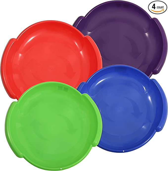 Superio Round Saucer Snow Sled, Red, Blue, Green and Purple 4 Pack ...