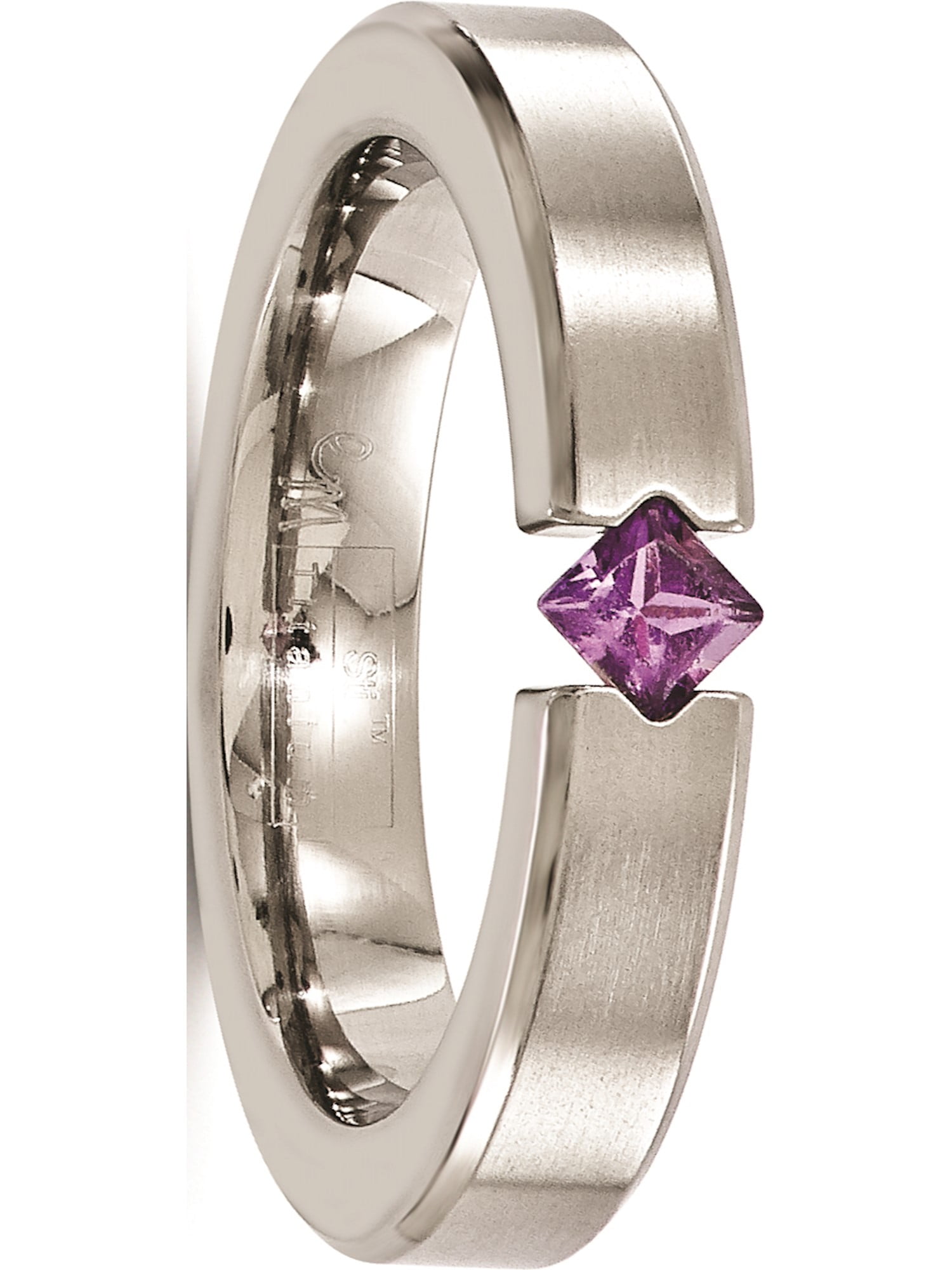 Edward Mirell Titanium Satin Amethyst 4mm Band - Walmart.com