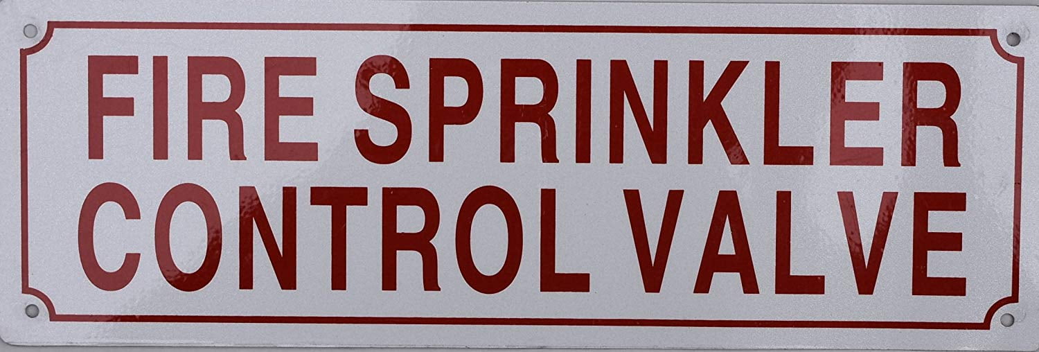 FIRE Sprinkler Control Valve Sign -(White Background,Aluminium 4x12 ...