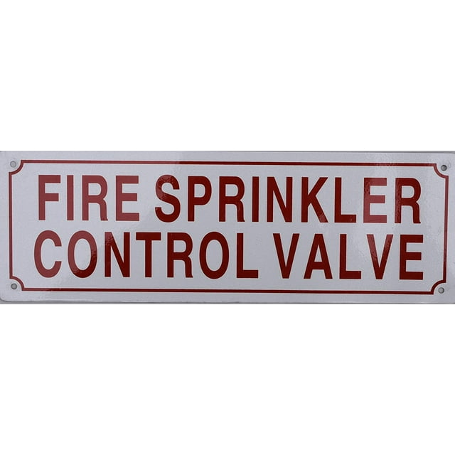FIRE Sprinkler Control Valve Sign -(White Background,Aluminium 4x12 ...