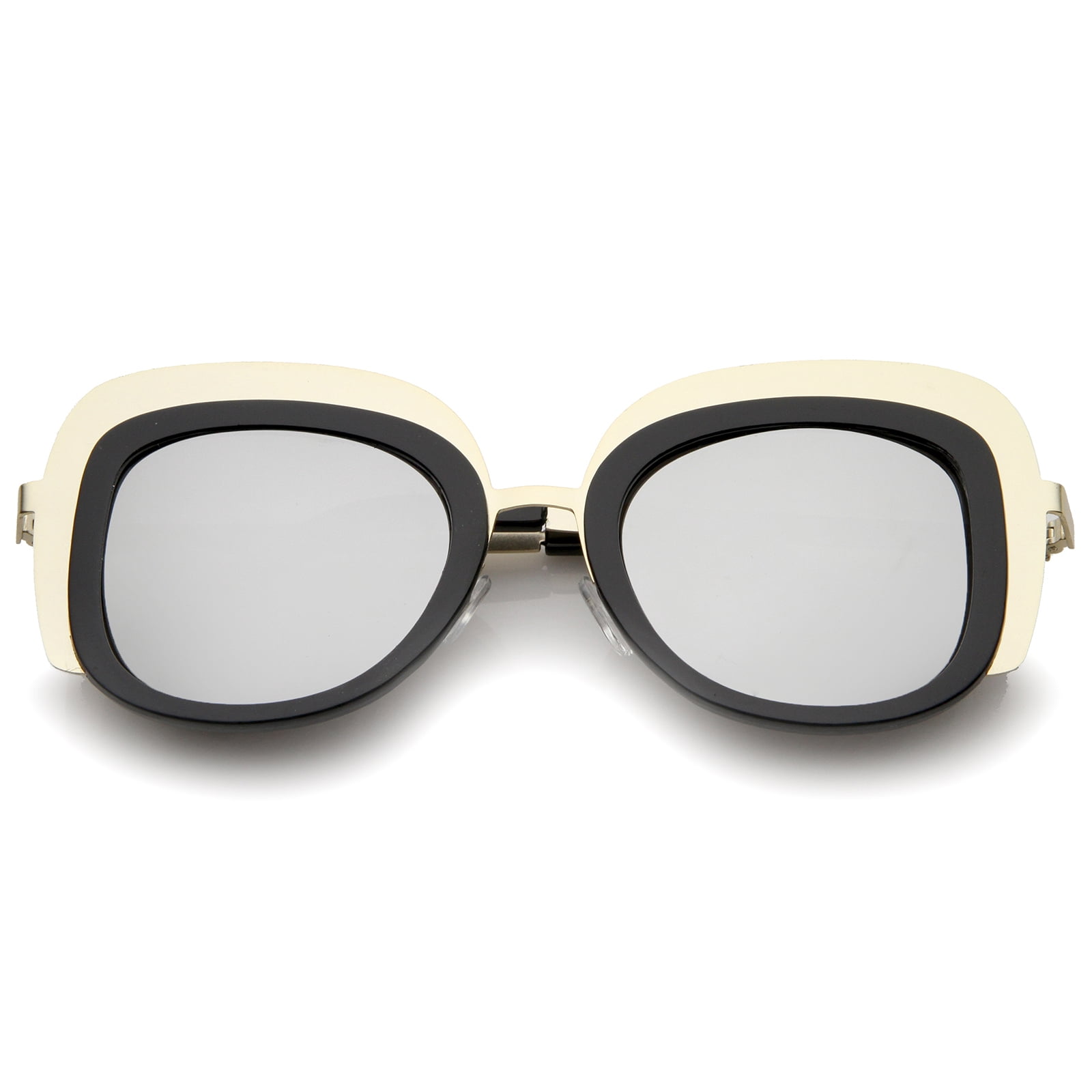 sunglassLA Unisex Oversize Metal Frame Border Colored Mirror Lens ...
